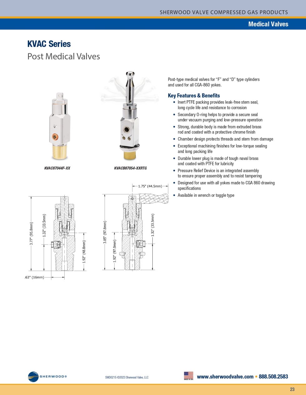 KVAC Series Post Medical Valves | Sherwood